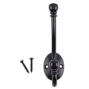 UNIQANTIQ HARDWARE SUPPLY Double Prong Dark Oil Rubbed Bronze Finished Hat and Coat Hook with Ball Ends | Wall, Hall Tree, Rack Mount Vintage Coat Hooks for Hanging Garment | DL-P2669-OB (5)