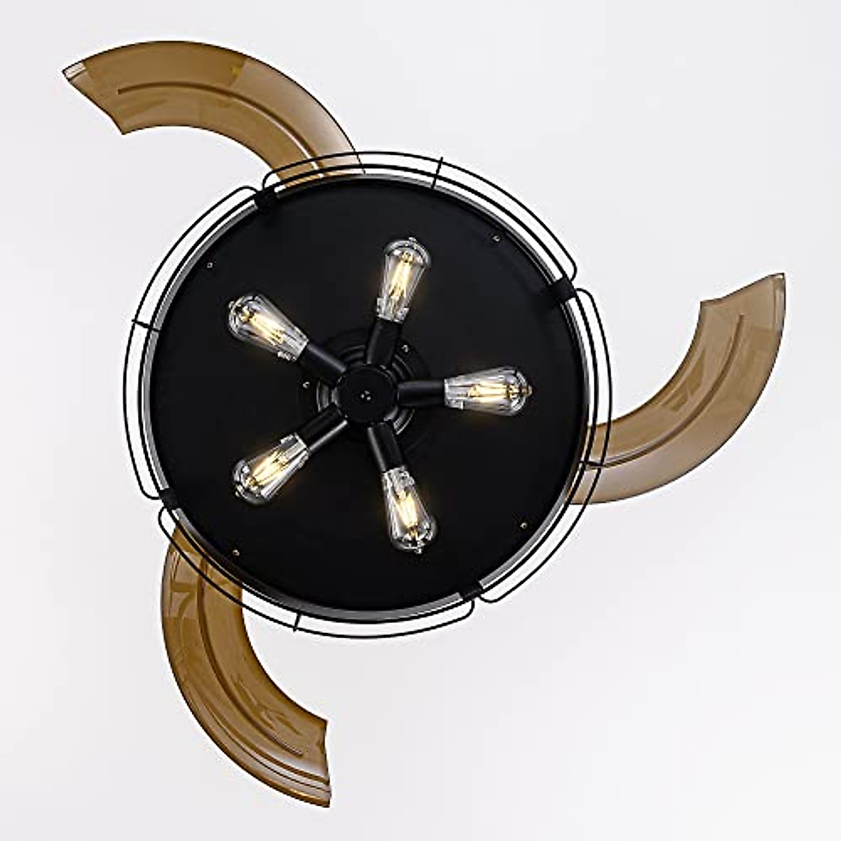 Parrot Uncle Ceiling Fans with Lights and Remote 52 Inch Black Ceiling Fan with Light and Retractable Blades Outdoor Ceiling Fans for Patios Covered