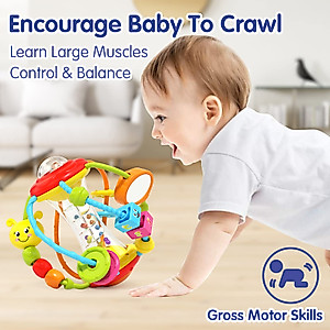 Baby Toys 0-6 Months - Baby Toys 6 to 12 Months Rattles with Mirror Spinner Beads, Activity Ball Infant Toys, Shaker, Grab Rattle for Baby Girl Boy Newborn, Birthday, Christmas Gift