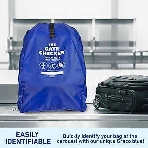 Graco Car Seat + Umbrella Stroller Extra Large Travel Bag, Tear & Water Resistant, Heavy Duty Travel Bag, Universal Size Gate Check Bag for Convertible Car Seats, Infant Carriers & Booster Seats, Blue