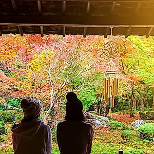 XINRUI Bamboo Wind Chimes, Tree of Life Wooden Wind Chime Kit Natural Decor Music Soothing Wind Bell Hanger Wind Chime Tubes Clearance Gifts for Garden, Outdoor, Outside, Patio and Home(34.5 inches)