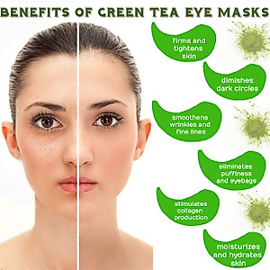Suprance Green Tea Matcha Eye Mask Under Eye Patches Treatment for Dark Circles, Eye Bags, Puffiness - Anti-Wrinkle With Hyaluronic Acid and Collagen - 30 Pairs/60 Pcs.