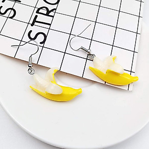 Cute Food Imitate Hamburger Banana Donut Ice Cream Dangle Stud Earrings Resin for Women Jewelry (Banana)