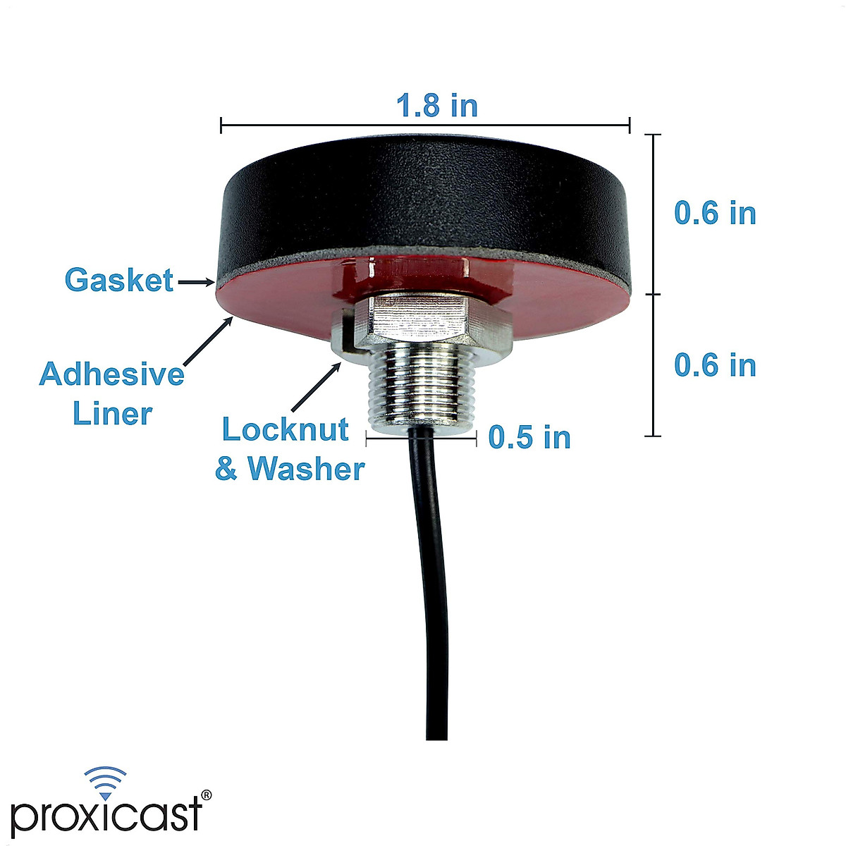 Proxicast Ultra Low-Profile 4G/LTE, 5G Omni-Directional 2 dBi Screw-Mount Antenna for Verizon, AT&T, T-Mobile (ANT-120-003-2PK)