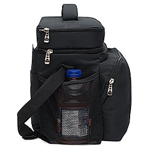 MOJECTO Medium Size Cooler Lunch Bag With Removable Leakproof Plastic Hardliner Bucket. Dual compartment, 600D Strong Polyester, Thick Foam Insulation, Large Pockets And Zippers.