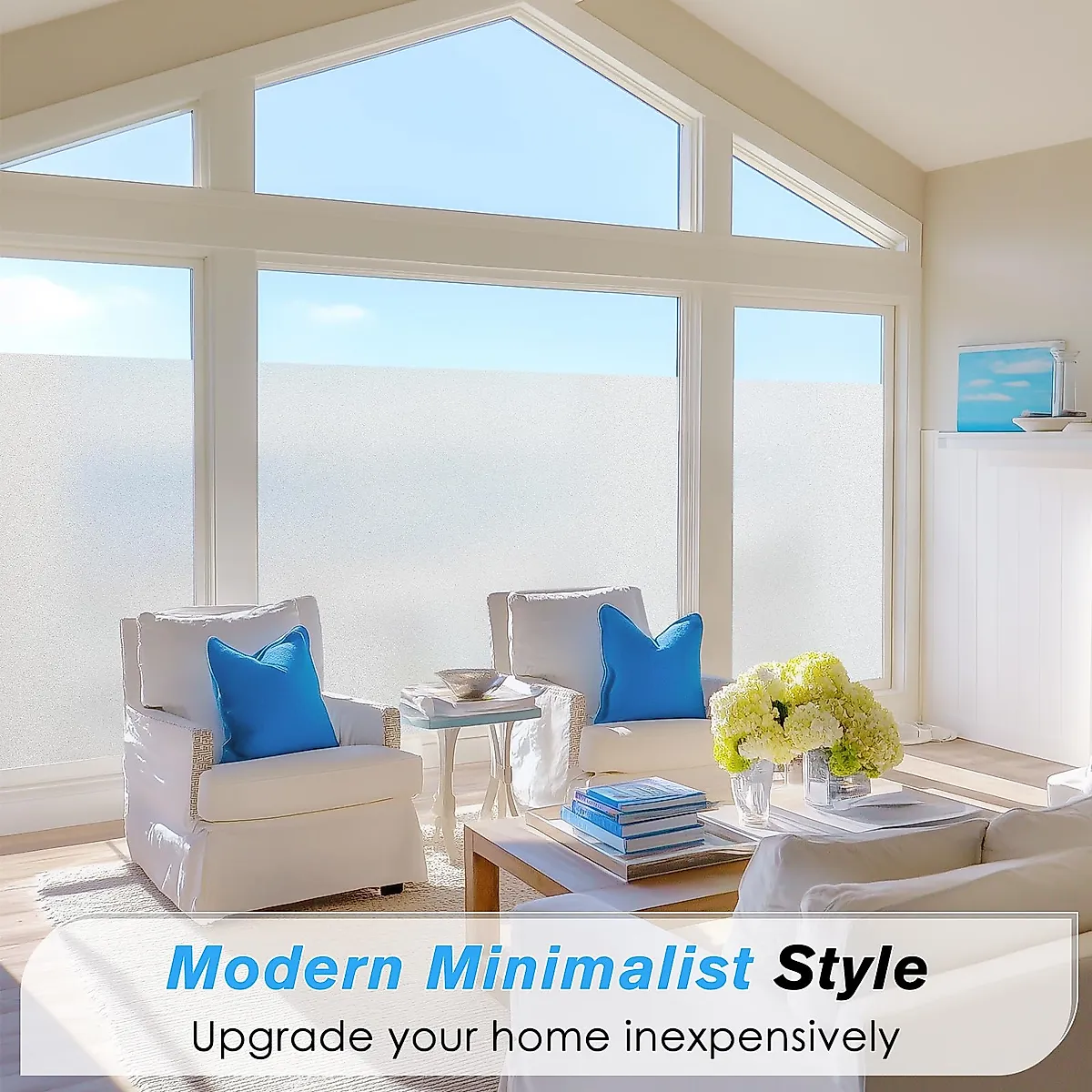 Haton Window Privacy Film Frosted Glass Film for Bathroom, Static Cling Sun Heat Blocking Window Clings, Opaque Frosting Coverings Tint for Home Door, Non-Adhesive, Pure 17.5" x 78.7"