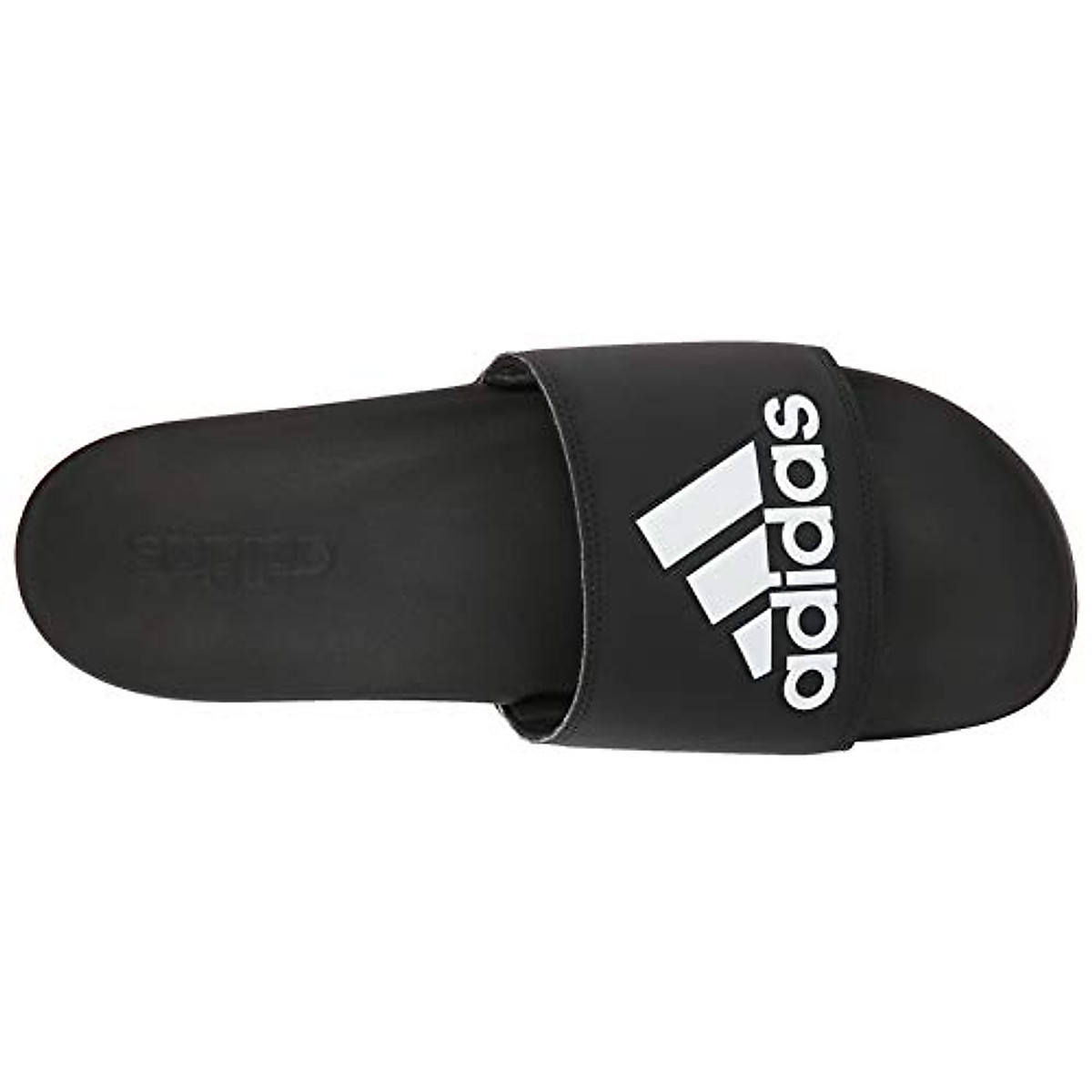 adidas Men's Adilette Comfort Slides Sandal, Black/Black/White, 10