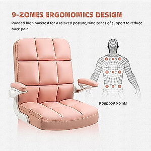 SEATZONE Home Office Desk Chairs Pink PU Leather Office Chair Comfortable Ergonomic Executive Computer Chairs for Women and Adults, Girls