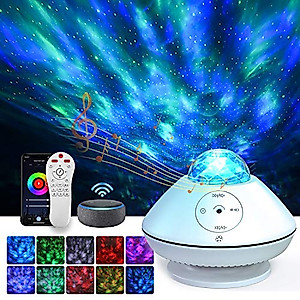 Star Projector Night Light Projector with Remote Control LED Galaxy Ocean Wave Projector Bluetooth Music Speaker for Bedroom, Game Rooms, Party, Home Theatre, Night Light Ambiance, EURPMASK