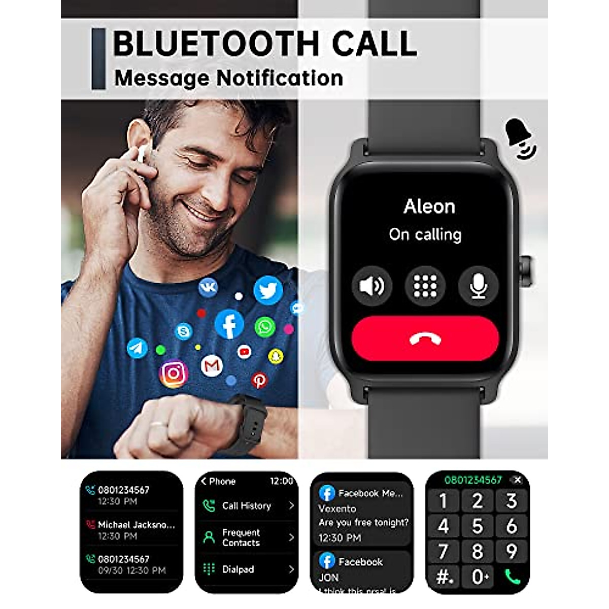 Smart Watch for Men Women, Answer Make Call, Alexa Built-in, 1.8" Touch Screen Fitness Tracker for iphone Android with 100+ Sport Modes, Heart Rate Blood Oxygen Sleep Monitor, IP68 Waterproof watch