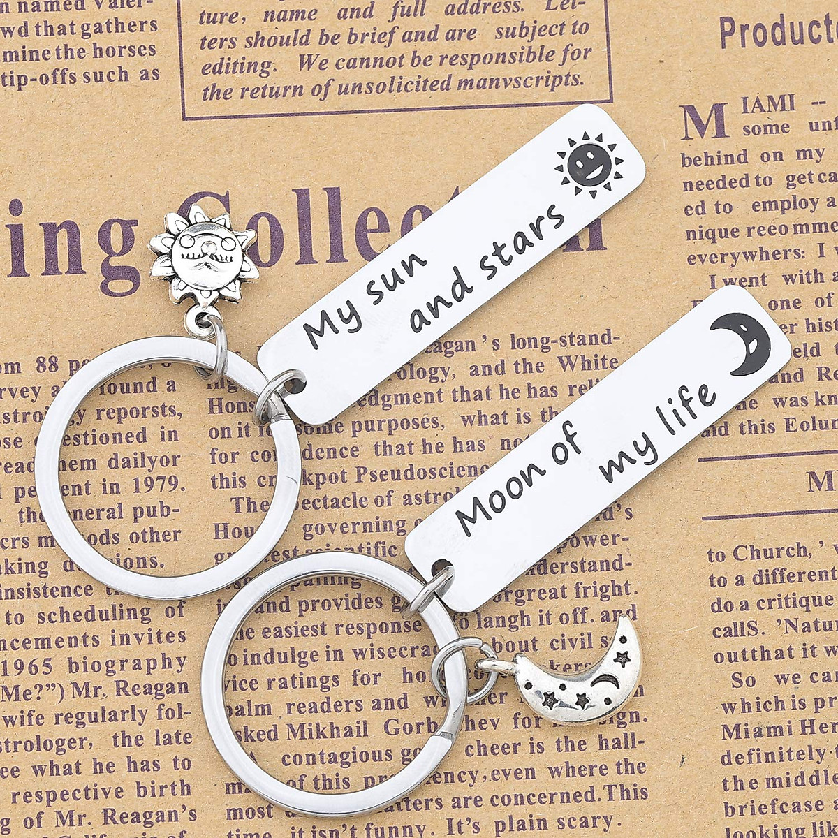 MYOSPARK Moon Of My Life My Sun And Stars Khal & Khaleesi Keychain Set Daenerys Keyring Dothraki Keychain Game of Thrones Jewelry (Moon Sun Stars keychain set)