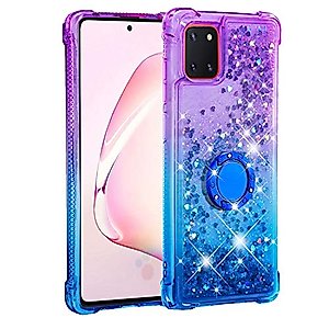 SZYZ Samsung Galaxy A81 Phone Case,Samsung Galaxy Note 10 Lite Case,Samsung Galaxy M60S Case, Glitter Quicksand Gradient Kickstand Shell for Samsung Galaxy A81/Note 10 Lite/M60s,LS Purple Blue