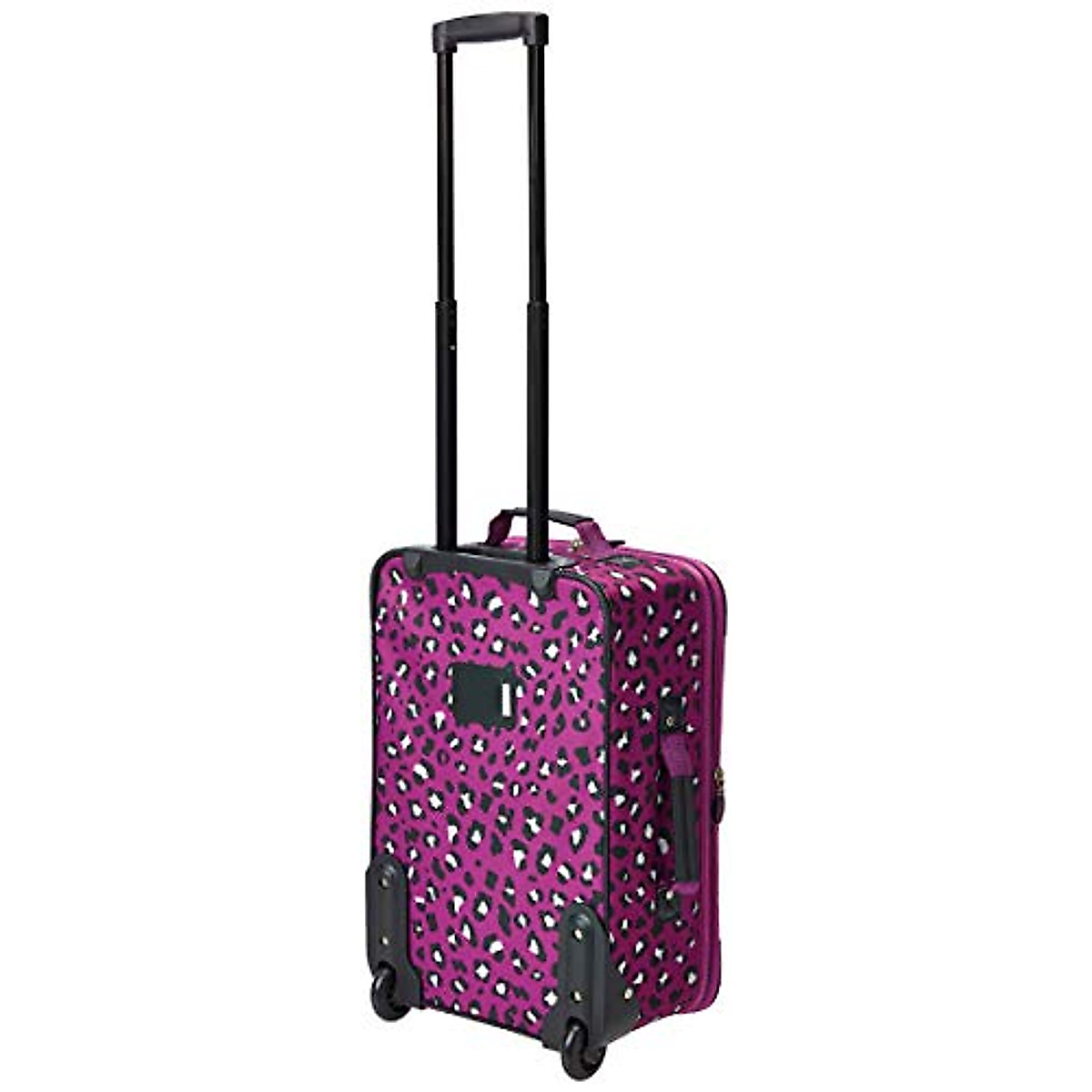 Rockland Fashion Softside Upright Luggage Set, Expandable,Telescopic Handle,Wheel, Purple Leopard, 2-Piece (14/19)
