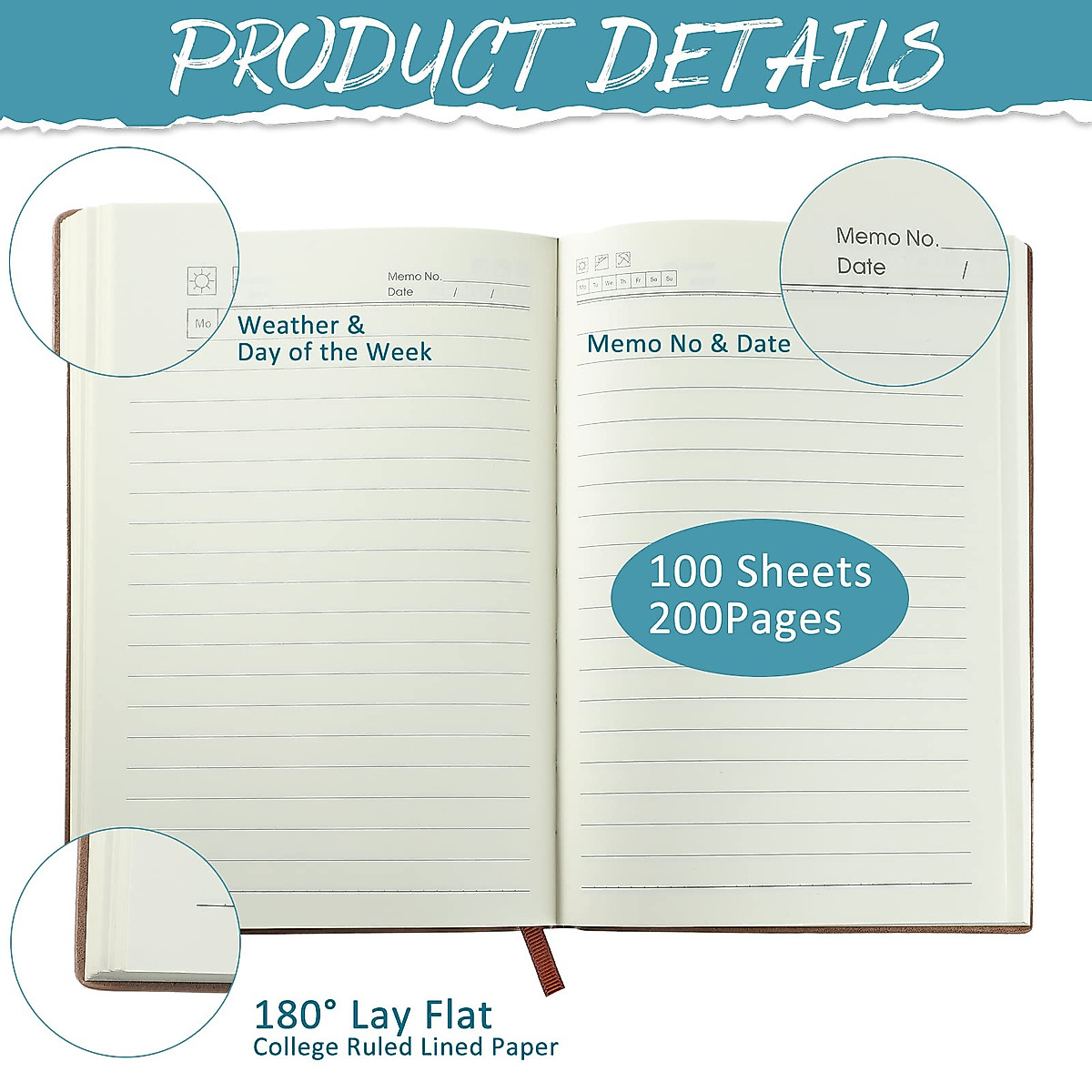 6 Pieces Leather Journal for Women Men Tree Life Writing Journals A5 Lined Wide Ruled Notebooks Executive Thick Paper Leatherette Lay Flat Notebooks Inspirational Birthday Gifts, 200 Pages