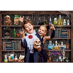 Mad Scientist Laboratory Backdrop for Kids Halloween Magic School Background Spooktakular Creepy Skull Poison Apothecary Witch Kitchen Hallowmas Baby Shower Party Decorations Banner (7X5FT(82x59inch))