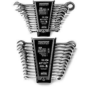 JAEGER 24pc IN/MM TIGHTSPOT Ratcheting Wrench Set - MASTER SET Including Inch & Metric With Quick Access Wrench Organizer - Our standard in combination wrench sets from gear to tip