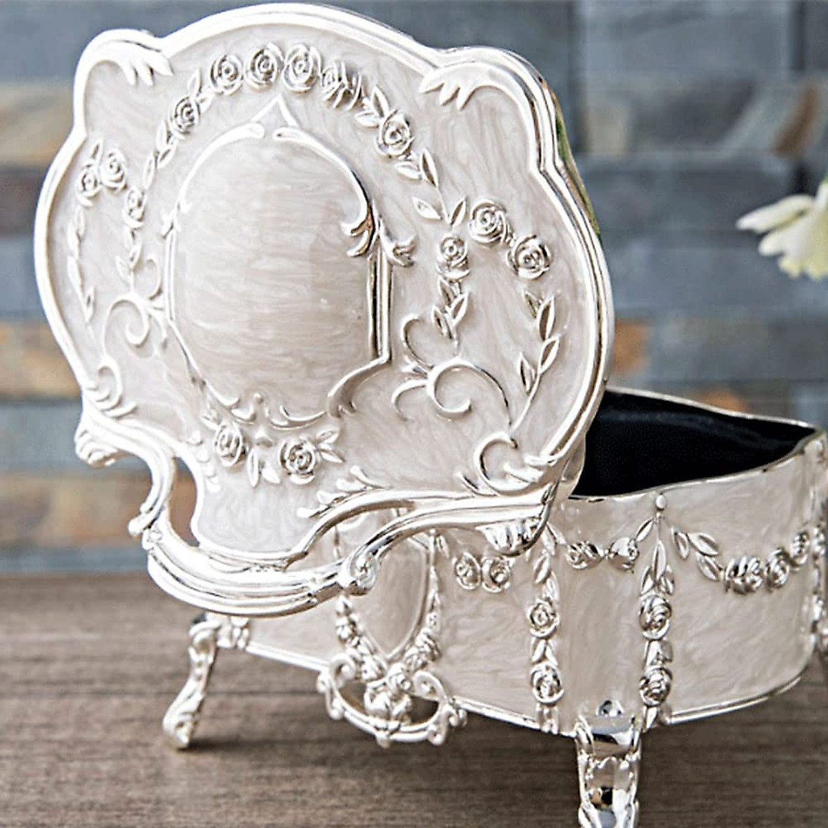 AVESON Luxury Vintage Metal Alloy Jewelry Box Ring Trinket Case Christmas Birthday Gift, Large