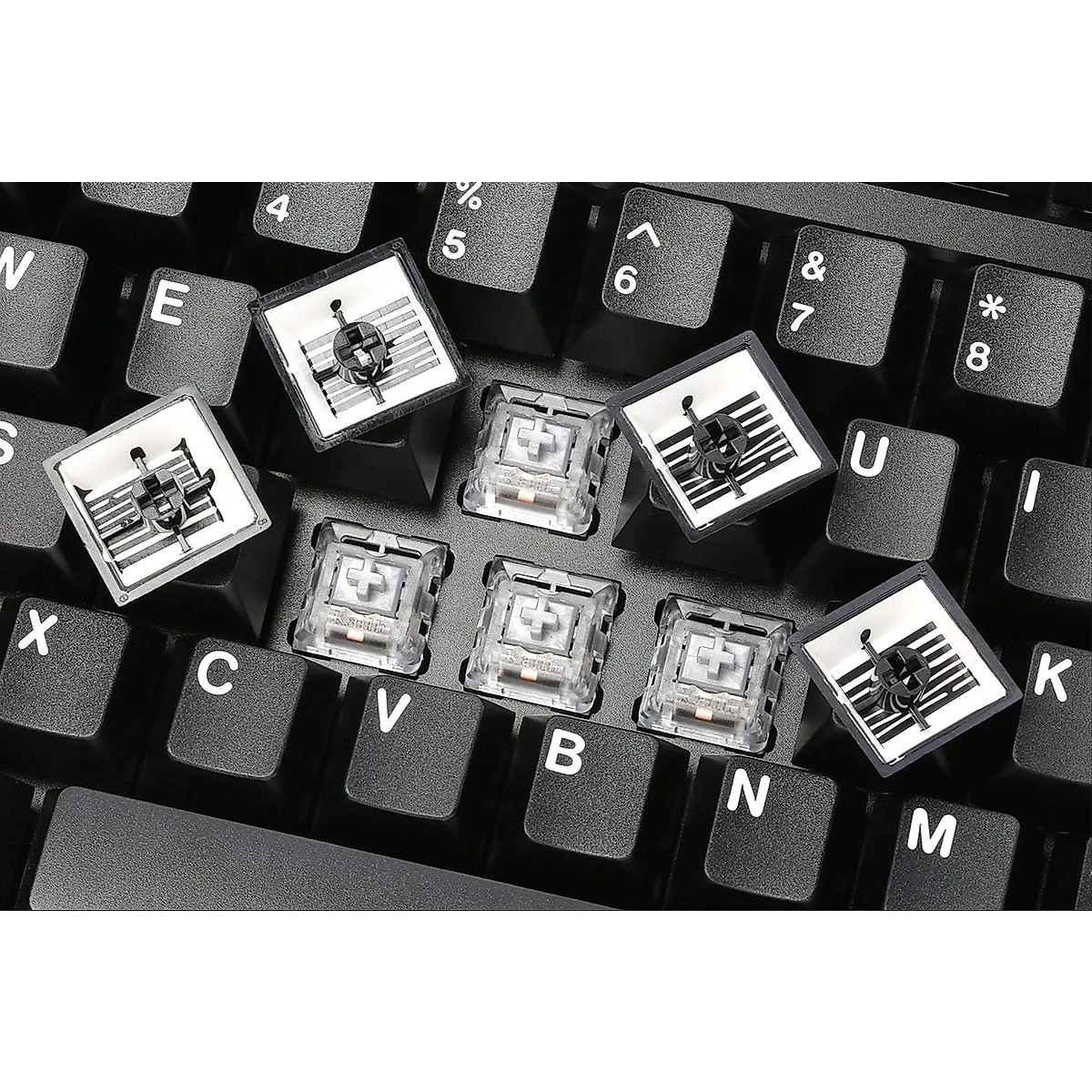 DROP GMK White-On-Black Custom Mechanical Keyboard Keycap Set - 146-keys, Doubleshot ABS Bow, Cherry Profile, for 60%, TKL, 1800 Layouts, etc.,