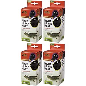 Zilla 4 Pack of Night Black Heat Incandescent Bulbs, 100 Watts, for Terrarium Heat Lamps