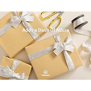 Vitalizart Velvet Ribbon Set 1" x 9Yd Wooden Spool White Luxury Velvet Ribbons Double Side for Christmas Tree Wreath Decoration Ornaments Gift Wrapping Flower Bouquet 3 Rolls * 3Yd