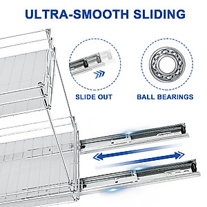 Uoxfill Pull Out Spice Rack Organizer for Cabinet - 2 Tier Sliding Vertical Spice rack, 9 Inch Wide Slide Out Spice Rack Fits 9.3 Inch Wide Cabinet, Chrome