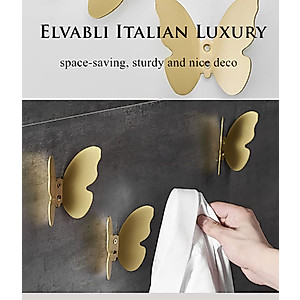 Z metnal Wall Hooks Decorative, Small Modern Gold Brass Hooks, Butterfly Bath Towel Hook, Coat Hat Hooks Robe Hooks for Entry Bedroom, Stainless Steel, Wall Mounted, 2 pcs