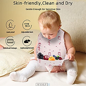 WYSLP Baby Disposable Bibs Travel Feeding Bib Set - Leakproof Liner,Food Catcher Pocket for 6-18 Months Babies Toddlers,25packs