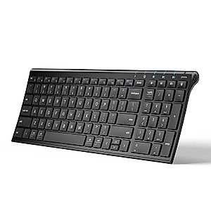 iClever Wireless Keyboard GKA22S Rechargeable Keyboard with Number Pad, Full-Size Stainless Steel Ultra Slim Keyboard, 2.4G Stable Connection Wireless Keyboard for iMac, Mackbook, PC, Laptop