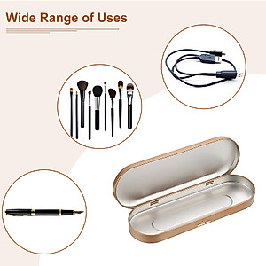 uxcell Metal Tin Box Containers, 5Pcs 6.9x2.4x0.7 Inch Golden Rectangular Empty Hinged Tins Box Home Organizers for Pen Makeup Brushes