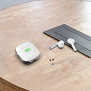 TOP True Wireless Earbuds Bluetooth Headphones Touch Control with Wireless Charging Case IPX5 Waterproof TWS Stereo Earphones in-Ear Built-in Mic Headset Premium Deep Bass for Sport White