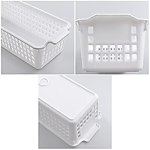 Saedy 4-Pack Slim Storage Basket, Plastic Organized Baskets, White