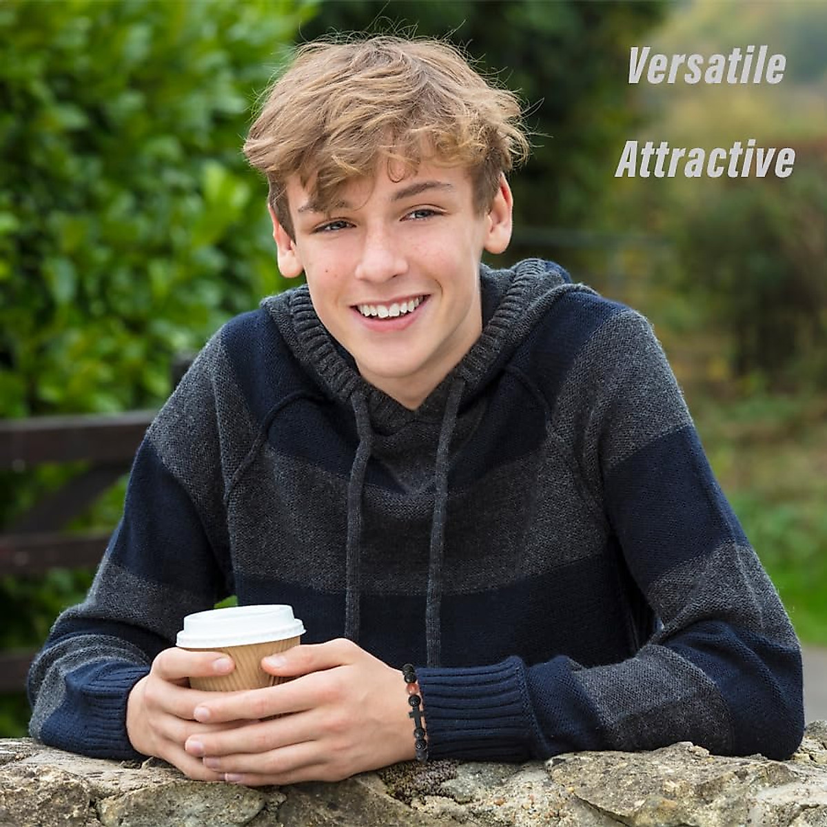 THEMEROL Easter Basket Stuffers Teen Boy Gifts Kids Cross Bracelet for Men Confirmation Black Beaded Christian Teenage 13 Year Old Boy Gifts Ideas Birthday Christmas Day Stocking Valentines