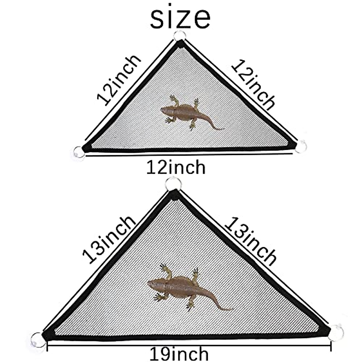Nuatpetin 2 Pairs Reptile Hammock, 2 Sizes Bearded Dragon Hammocks Breathable Mesh Habitat Climbing Terrarium Accessories, Triangle Stable Lizards Lounger for Bearded Dragon Lizard Chameleon Snakes