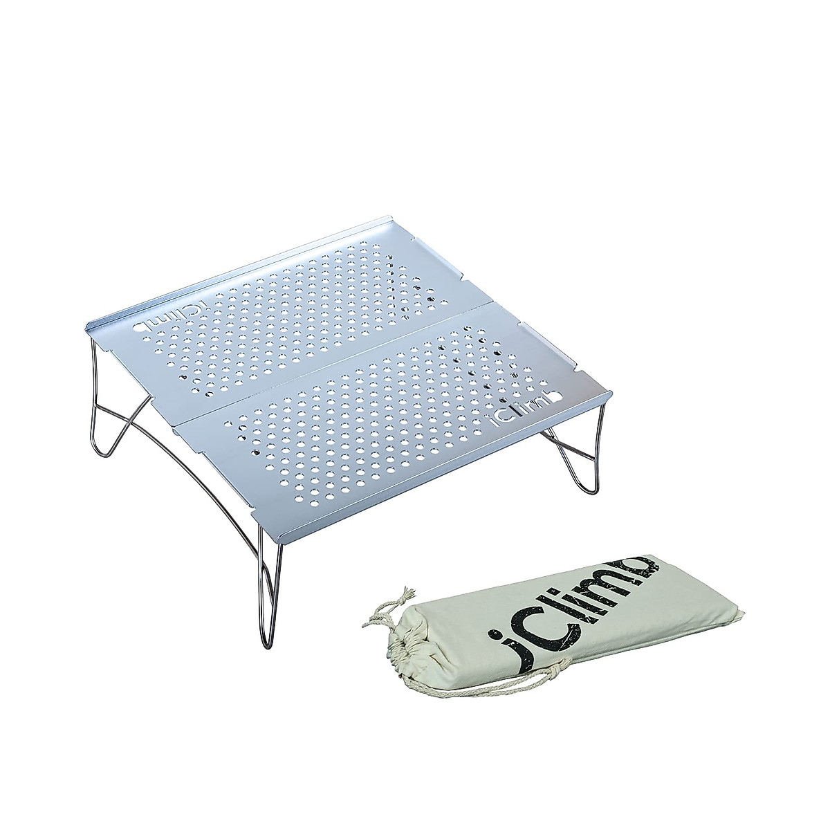 iClimb Mini Solo Folding Table Ultralight Compact for Backpacking Camping Hiking Beach Picnic (Silver, Mini)