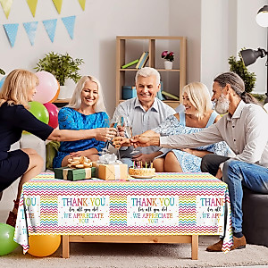 Juweked 3Pcs Thanksgiving Tablecloth Thank You Table Cloth Plastic We Appreciate You Table Cover Rectangle Appreciation Tablecloths Thankful Table Decor Grateful to Employee Teacher Doctor Parents