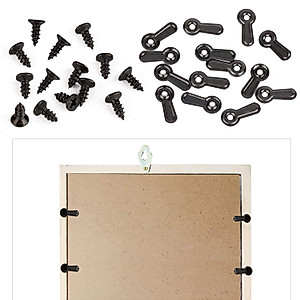 300 Picture Turn Button Fasteners Photo Frame Hardware and 300 Screws for Craft, Hanging, Drawing, Black