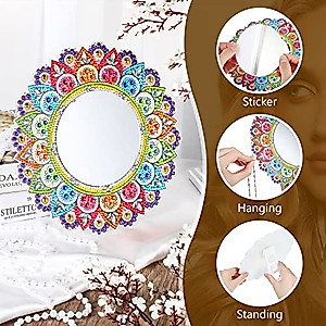 DIY Diamond Painting Mirror Mandala Crystal Diamond Painting Kit Plate Shaped 5D Diamond Art Makeup Mirror for Adults Kids Beginners Christmas Birthday Gifts Art Crafts Home Wall Table Decor (Classic)