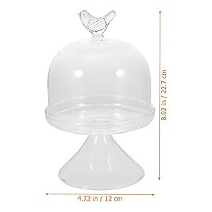 Cabilock Mini Cake Stand Glass Dome Cover Single Cupcake Stand Clear Cake Stand Cloche Dome Display Case Tiny Cake Stand Cake Cover (3.8x3.8x7.4inch/9.8x9.8x19cm)