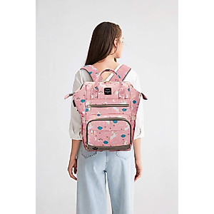 LEQUEEN Diaper Bag Backpack, Unicorn Multifunction Travel Back Pack Maternity Baby Changing Bags (Pink)