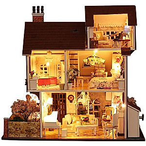 DIY Miniature Dollhouse Kit with Music Box Rylai 3D Puzzle Challenge for Adult Kids (Flower Town)