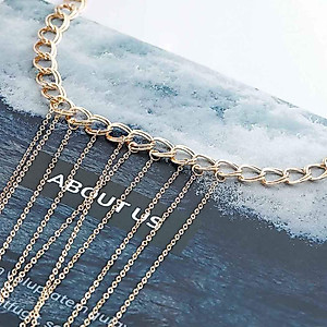 Bomine Harness Body Chain Bra Crossover Sexy Body Jewelry Bikini Chains Necklace for Women and Girls (Gold)