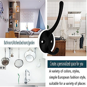 Hoshen 6 Pieces of Retro Wall Hooks, Coat Rack Hooks, European Style Living Room, Bedroom, Cloakroom, Indoor and Outdoor Retro Home Decoration, Including 12 Screws - Black