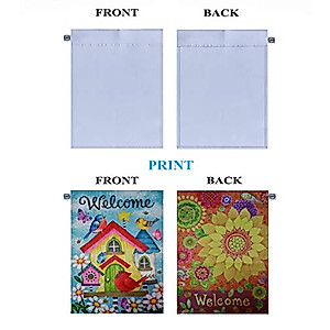 EZHVA 5 pcs 12x18Inch Double-Sided White Solid Sublimation Blank Polyester Flags DIY for Garden and Yard Blank Canvas Banner for Vinyl and Ink Sublimation Blanks 300D Polyester 3-Layer Weave Strands