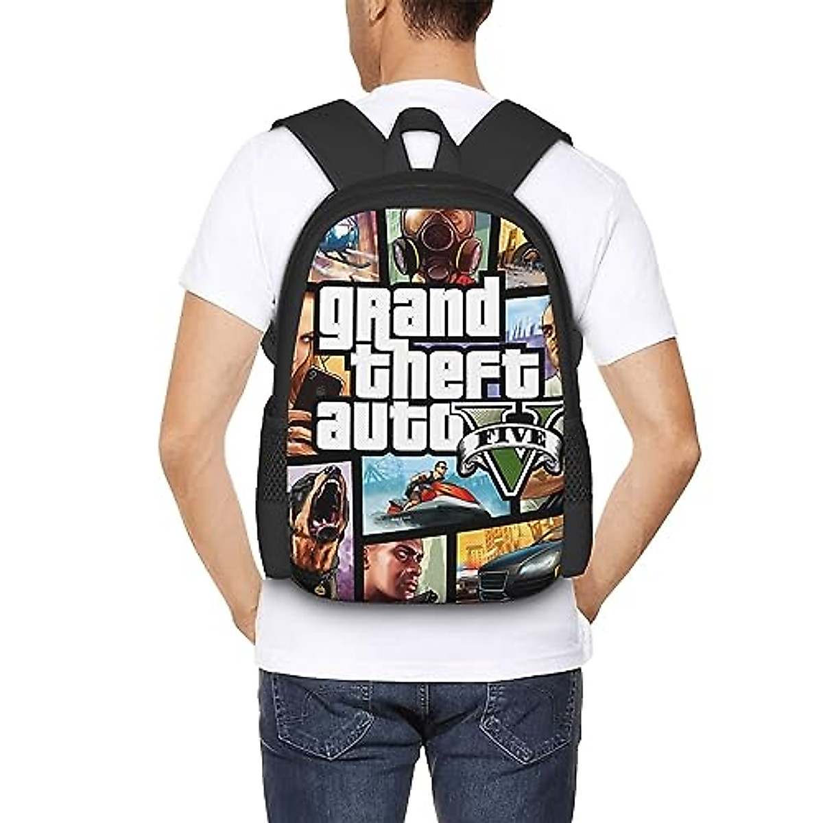 3D Printed Grand Game Theft Adventure Auto V Backpack Fashion Lightweight Laptop Backpacks Casual Daypack Travel Casuall Bag For Women Men