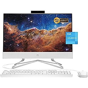 HP 2022 Newest All-in-One Desktop, 21.5" FHD Display, Intel Celeron J4025 Processor, 16GB RAM, 1TB PCIe SSD, Webcam, WiFi, HDMI, RJ-45, Wired Keyboard&Mouse, Windows 11 Home, White