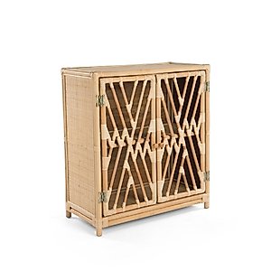 KOUBOO Rattan Chippendale Storage Cabinet with 2 Doors, Natural Color