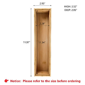 Bamboo Drawer Organizer Storage Box Kitchen - Wood Stackable Tray Set of 2 (12x3x2 inch）