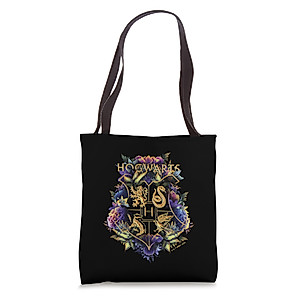 Harry Potter Hogwarts Floral Shield Crest Logo Tote Bag