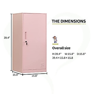 DAYTOYS 1 Door Metal Vertical Storage Locker for Kids Bedroom, Children Room, School, Office, Home,Stackable Steel Storage Cabinet for Toys, Clothes & Sports Equipment,Anti-Falling Device. (1D, Pink)