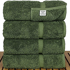 Chakir Turkish Linens Turkish Cotton Luxury Hotel & Spa Bath Towel, Bath Towel - Set of 4, Moss